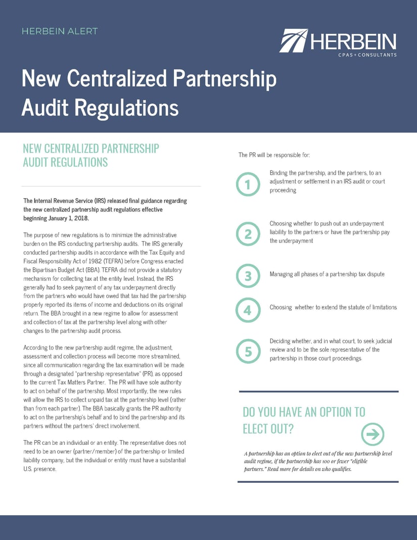 IRS Centralized Partnership Audit Regulations | PA NJ MD