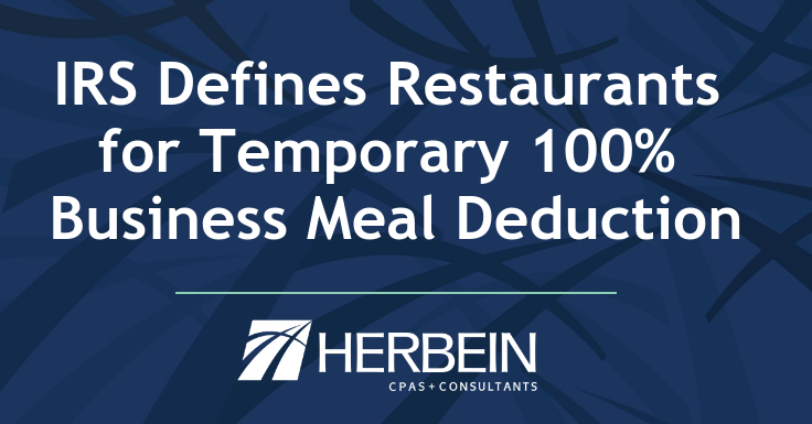 100% Business Meal Deduction | IRS Notice 2021-25 | PA NJ MD